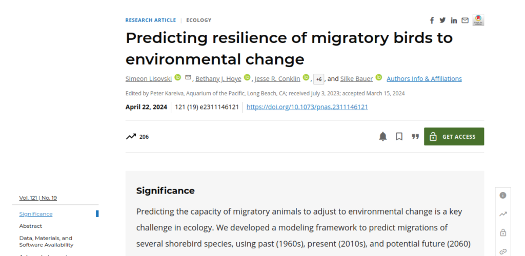 new publication: Predicting resilience of migratory birds to environmental change - Earth ...